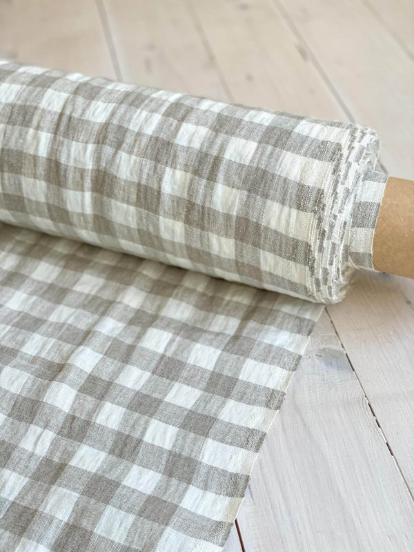 Checkered linen fabric, style 1 - earthytextiles
