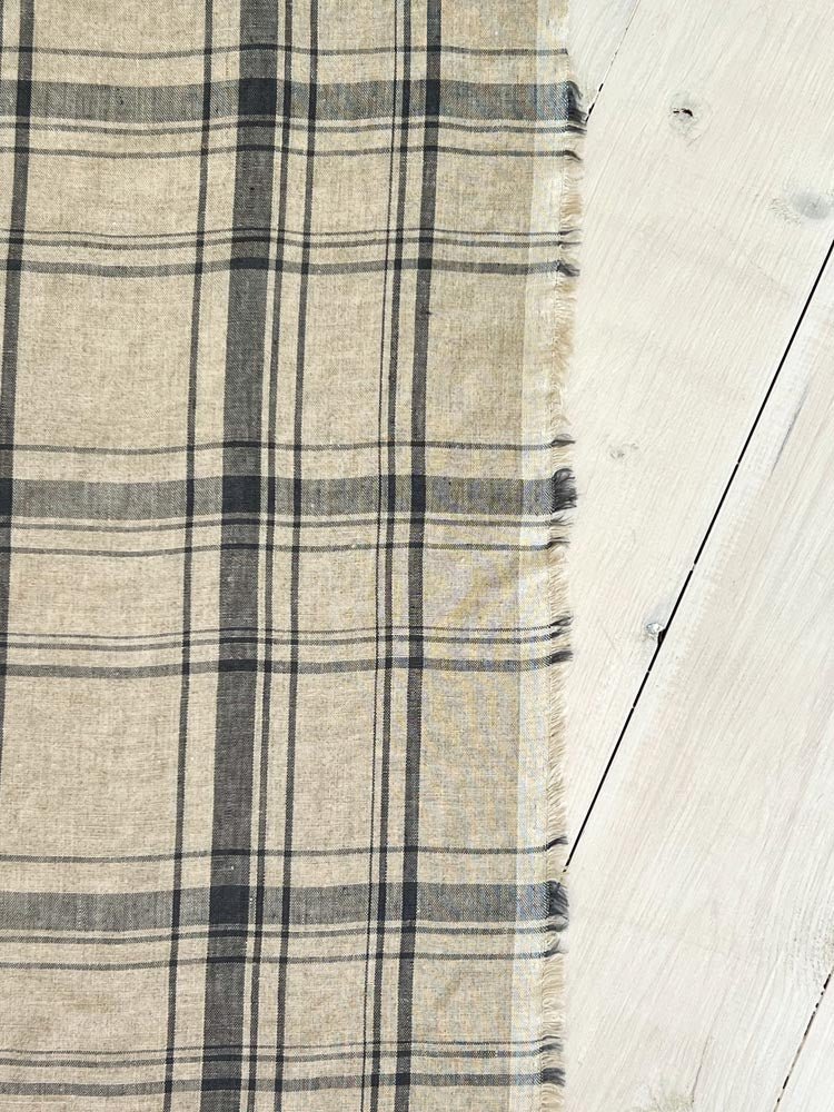 Checkered linen fabric, style 4 - earthytextiles
