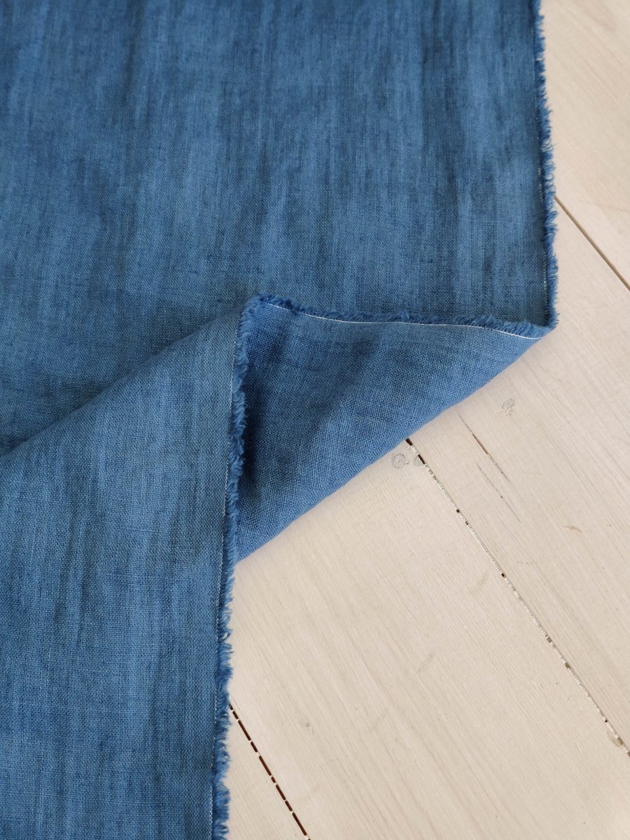 Cornflower blue linen fabric - earthytextiles